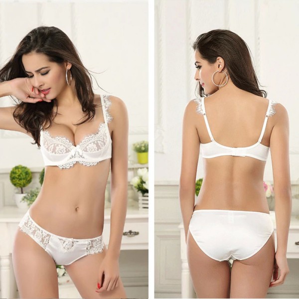 Fashion Women Embroidery Lace Lingerie Push Up Padded Bra Underwear